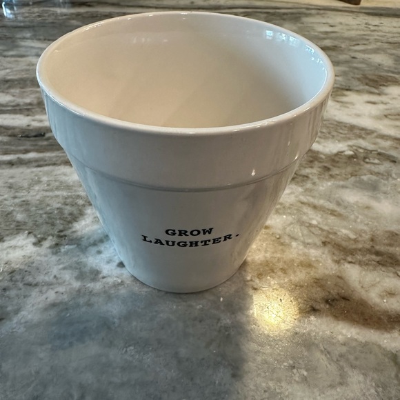 Rae Dunn | Accents | Rae Dunn White Ceramic Pot With Grow Laughter Text ...
